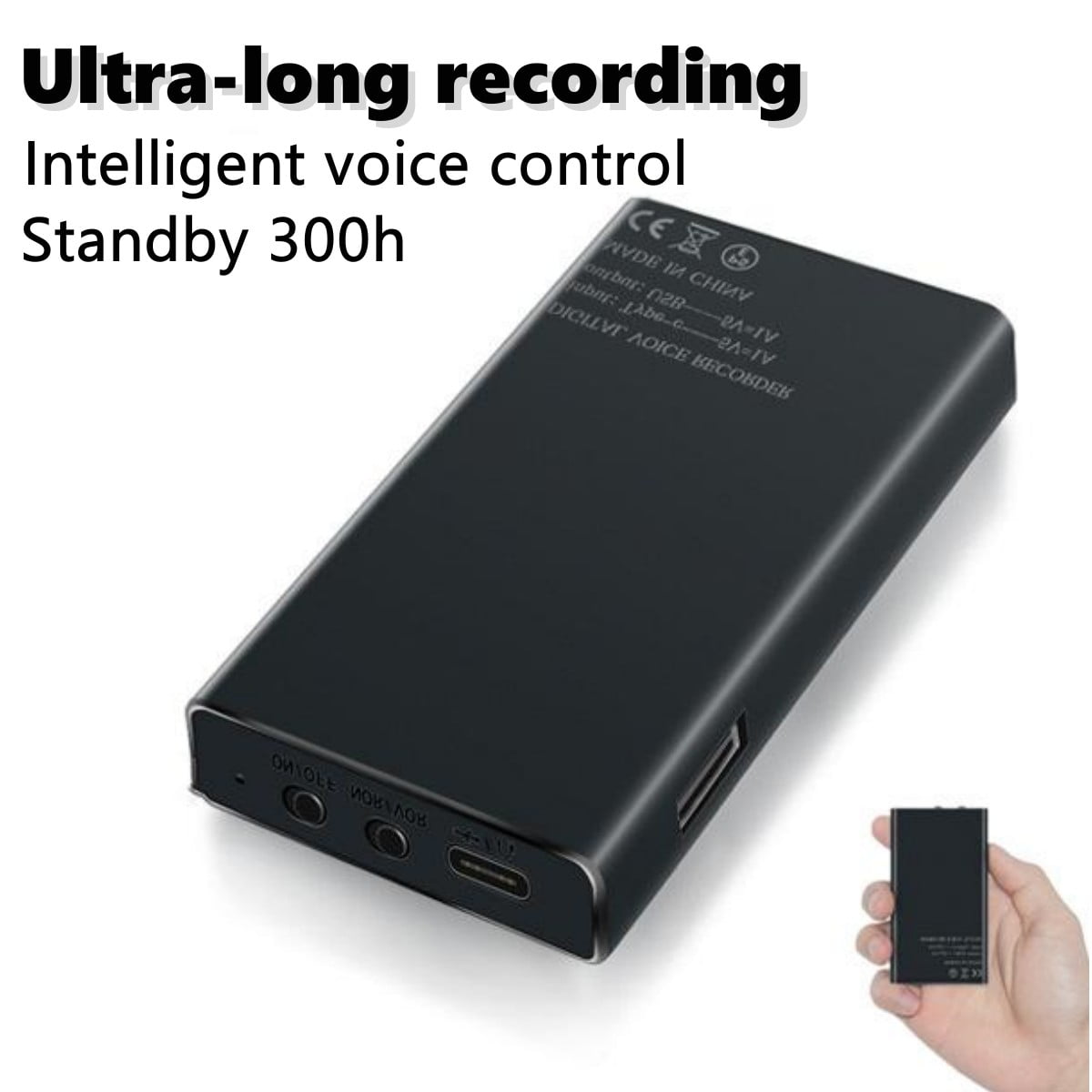 Voice Recorder with 2500mAh Battery for 300 Hours Continuous Recording ...