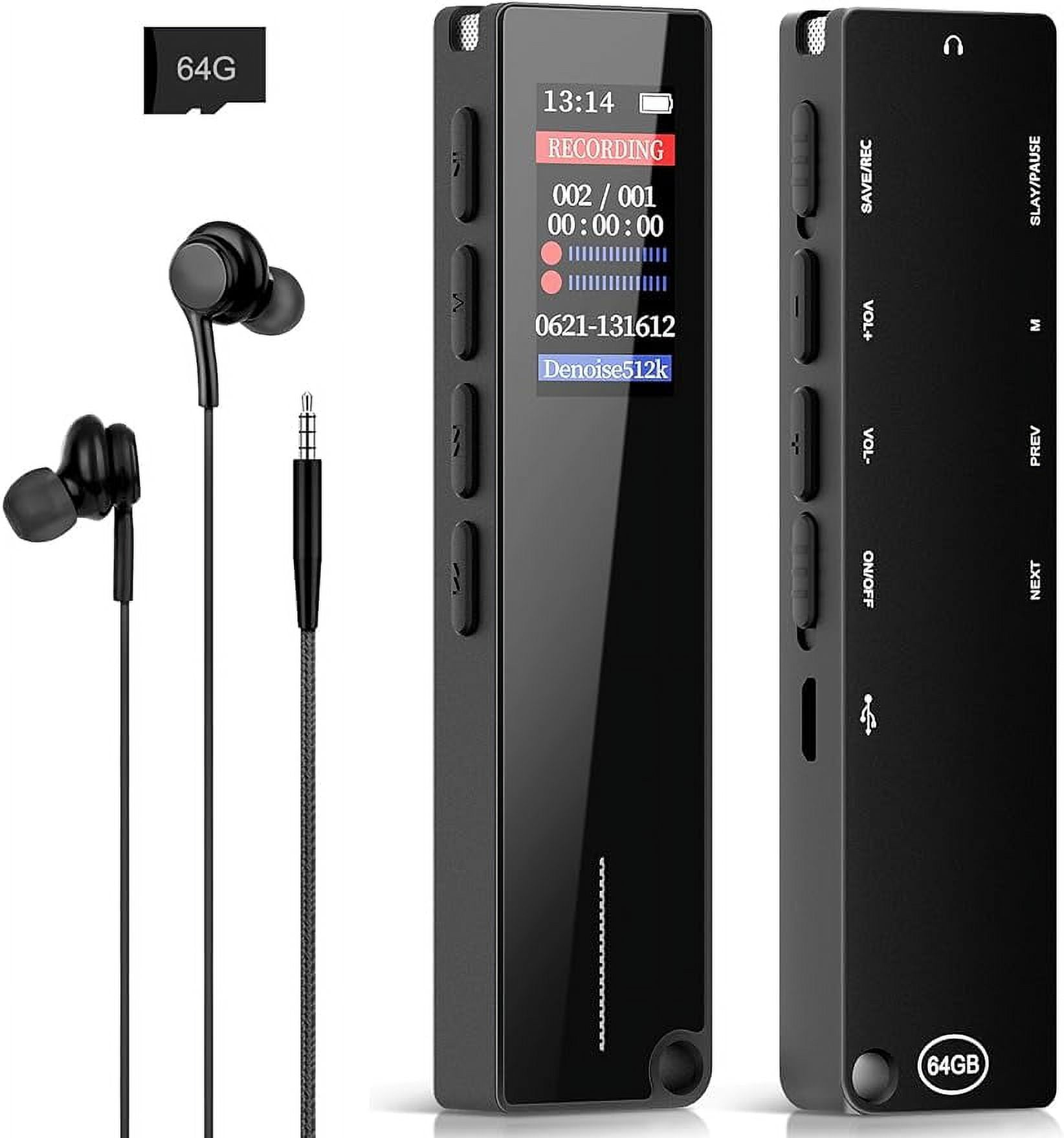 Voice Recorder, 64GB Digital Voice Recorder with Playback Noise ...
