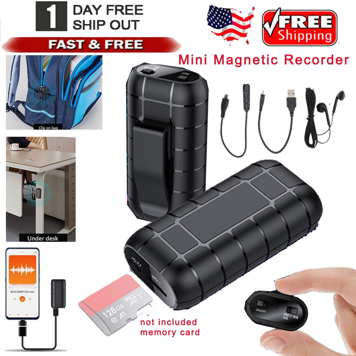 Voice Recorder with Clip, Magnetic Digital Audio Recorder Device ...