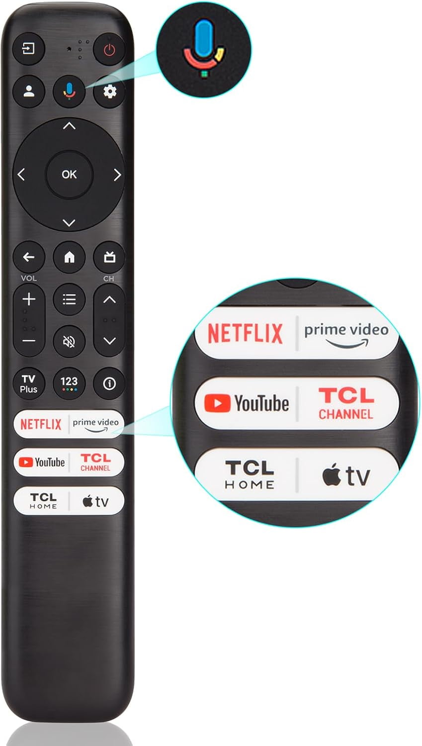 Voice Remote Replacement for TCL Android Smart TVs,RC813 with Google ...