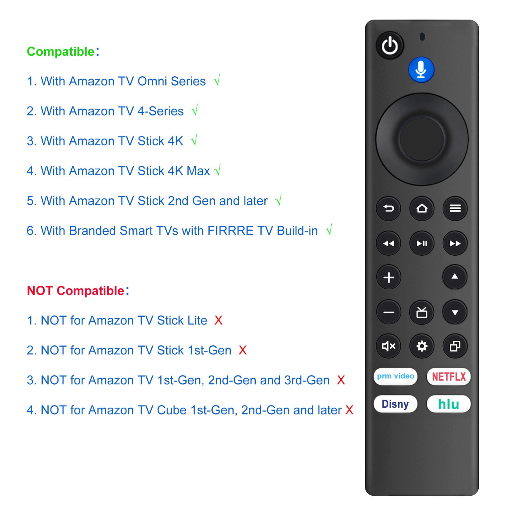 Voice Replacement Remote fit for Amazon Omni Series TV 43" 50" 55" 65 ...