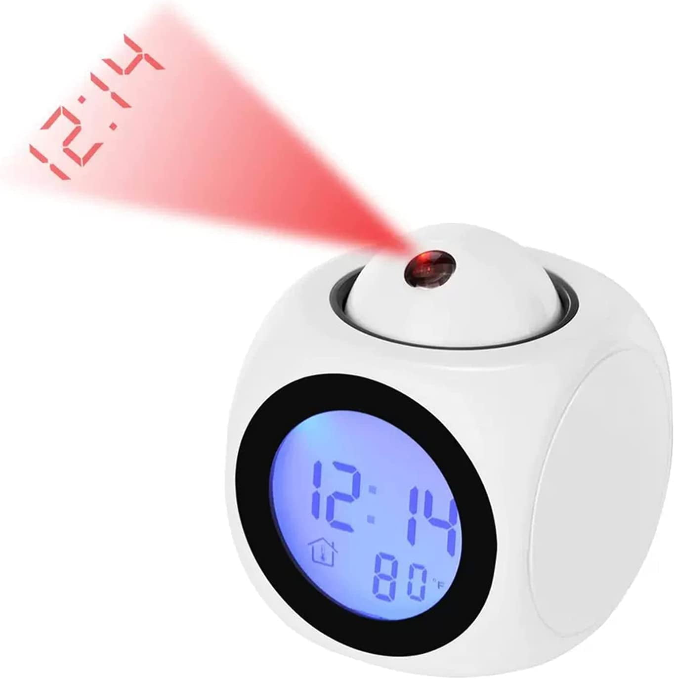 with Voice Talking LED Time Temperature for BedroomProjection Alarm ...