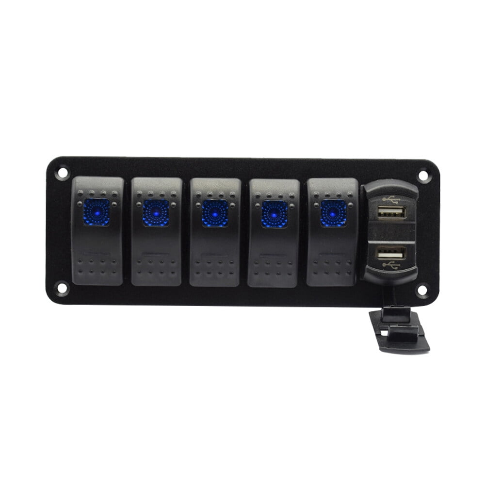 Voiceine 1Pc Professional 12-24V 6 Gang Dual USB Voltage Display Switch ...