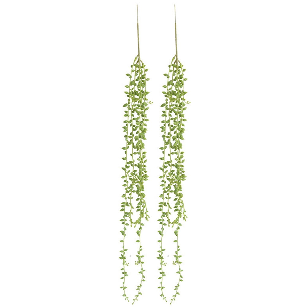 Voiceine 2 Artificial Basket Plants Hanging String Greenery of Pearls ...
