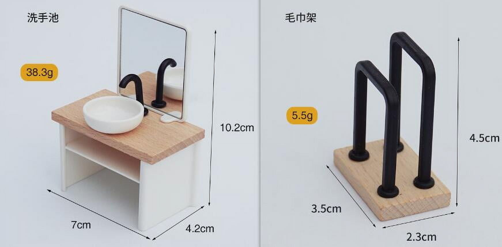 Voiceine 2 Pcs Dollhouse Bathroom Furniture Set With Miniature Sink And ...