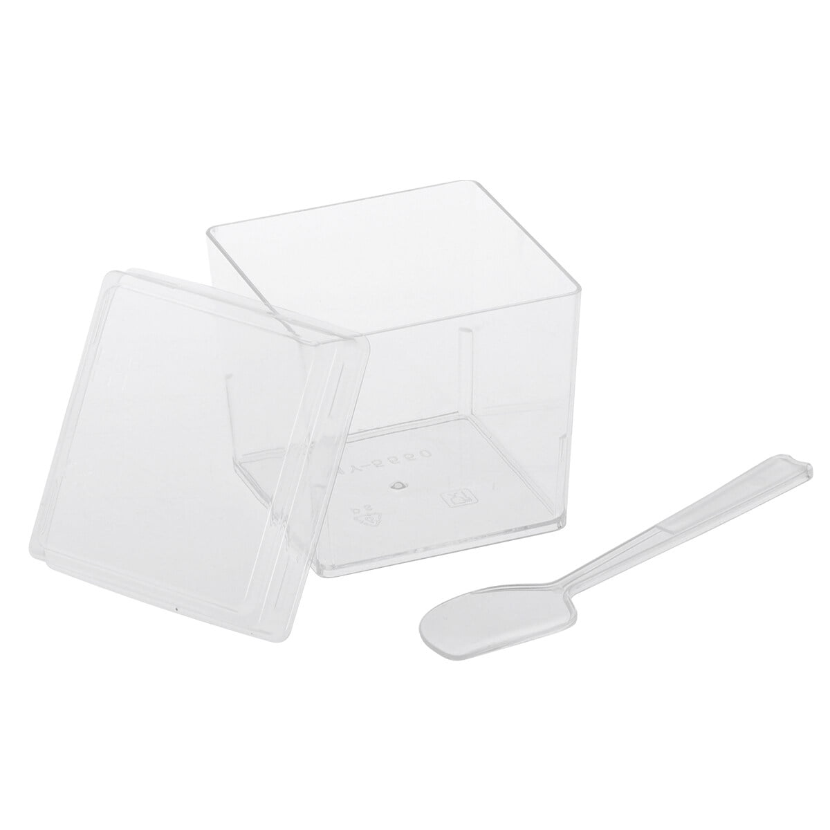 Voiceine 20 Sets 120ML Dessert Cups with Lids Spoons Shot Cups Square ...