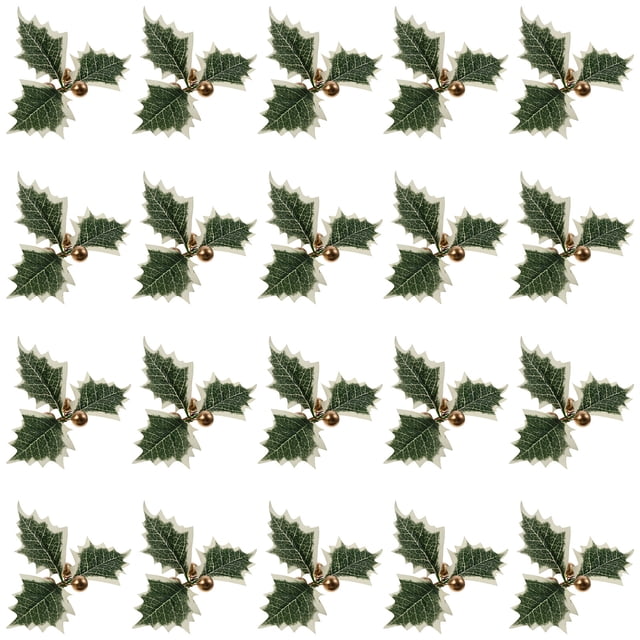 Voiceine 20Pcs Christmas Holly Leaves and Berries Appliques Fabric ...
