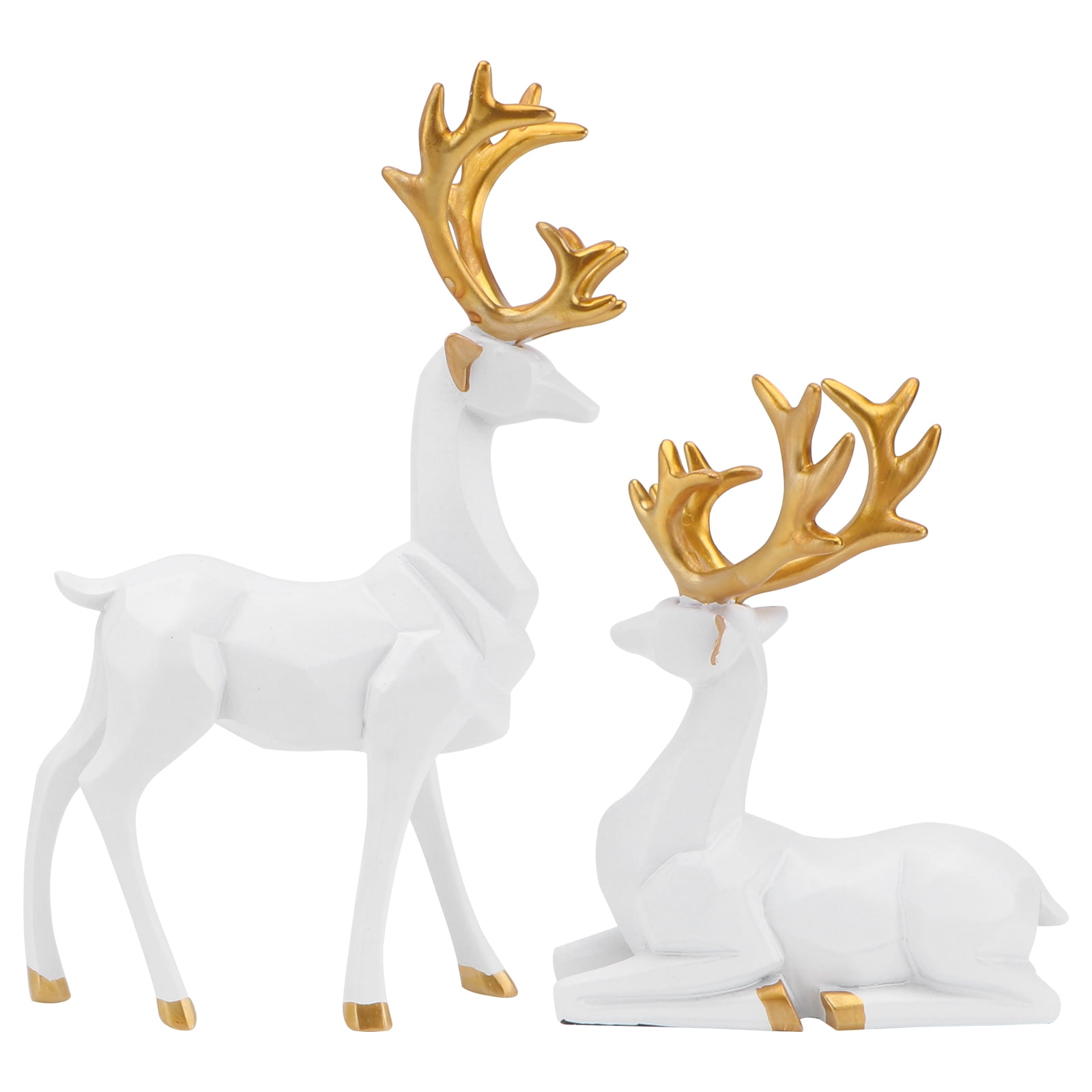 Voiceine 2Pcs Christmas Reindeer Figurines Standing Sitting Deer ...