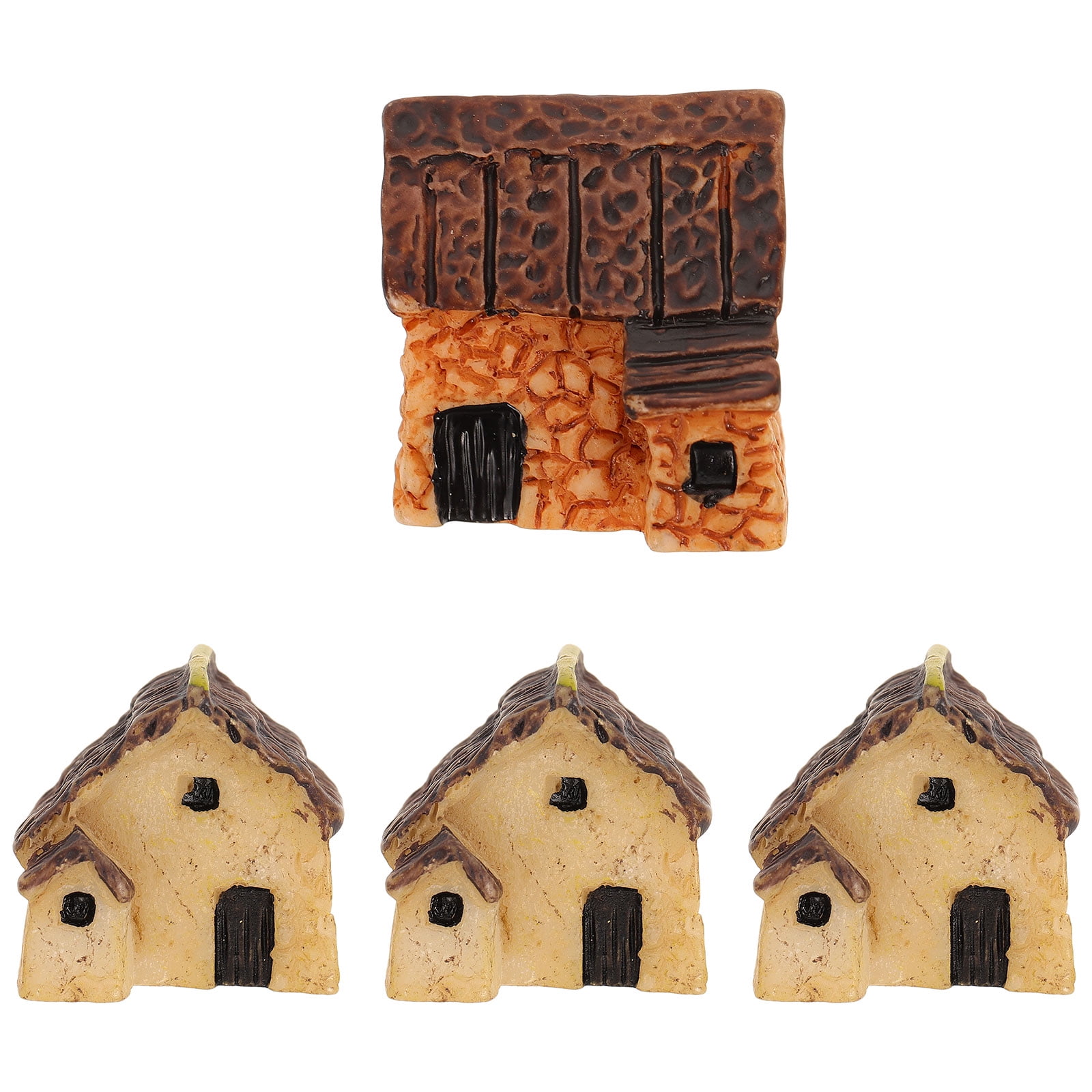 Voiceine 4PCS Tiny House Landscape Figurine Miniatures Gardening ...