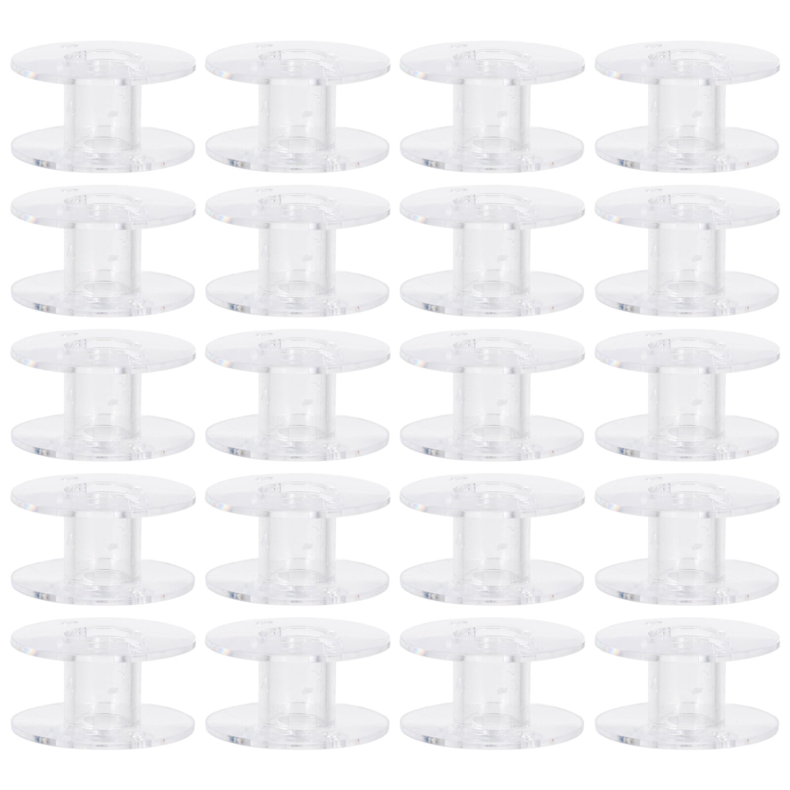 Voiceine 60 Pcs Sewing Machine Bobbin Clear Plastic Empty Spools Thread ...