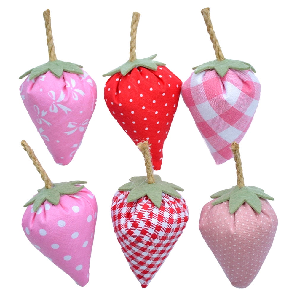 Voiceine 6Pcs Faux Fabric Strawberry Decoration Fake Strawberries ...
