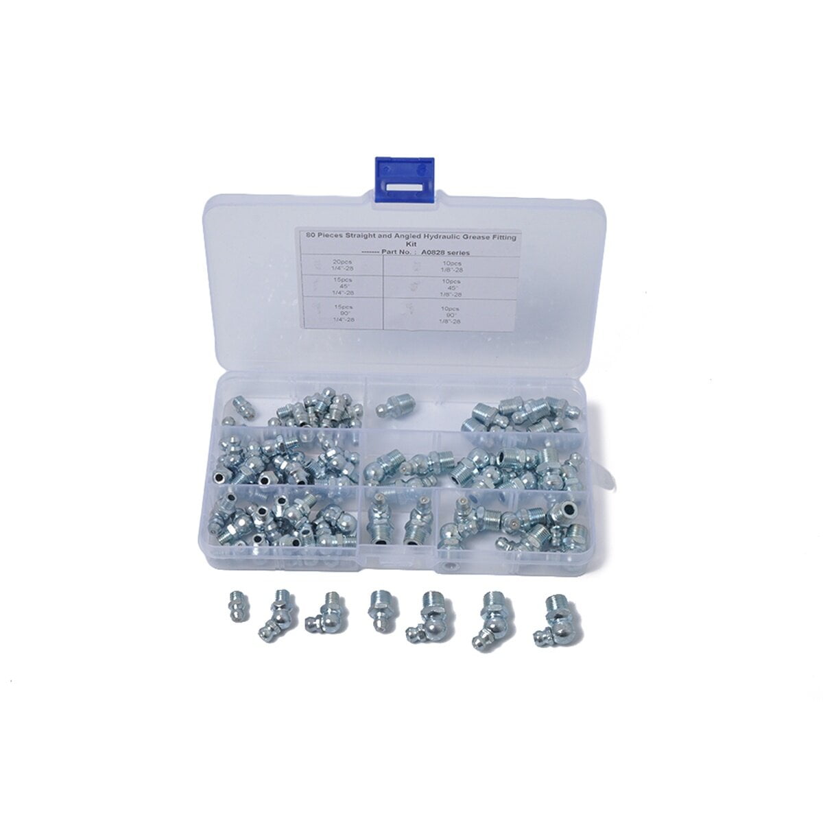 Voiceine 80 in 1 Replacement Grease Fitting Assortment Set (Silver ...