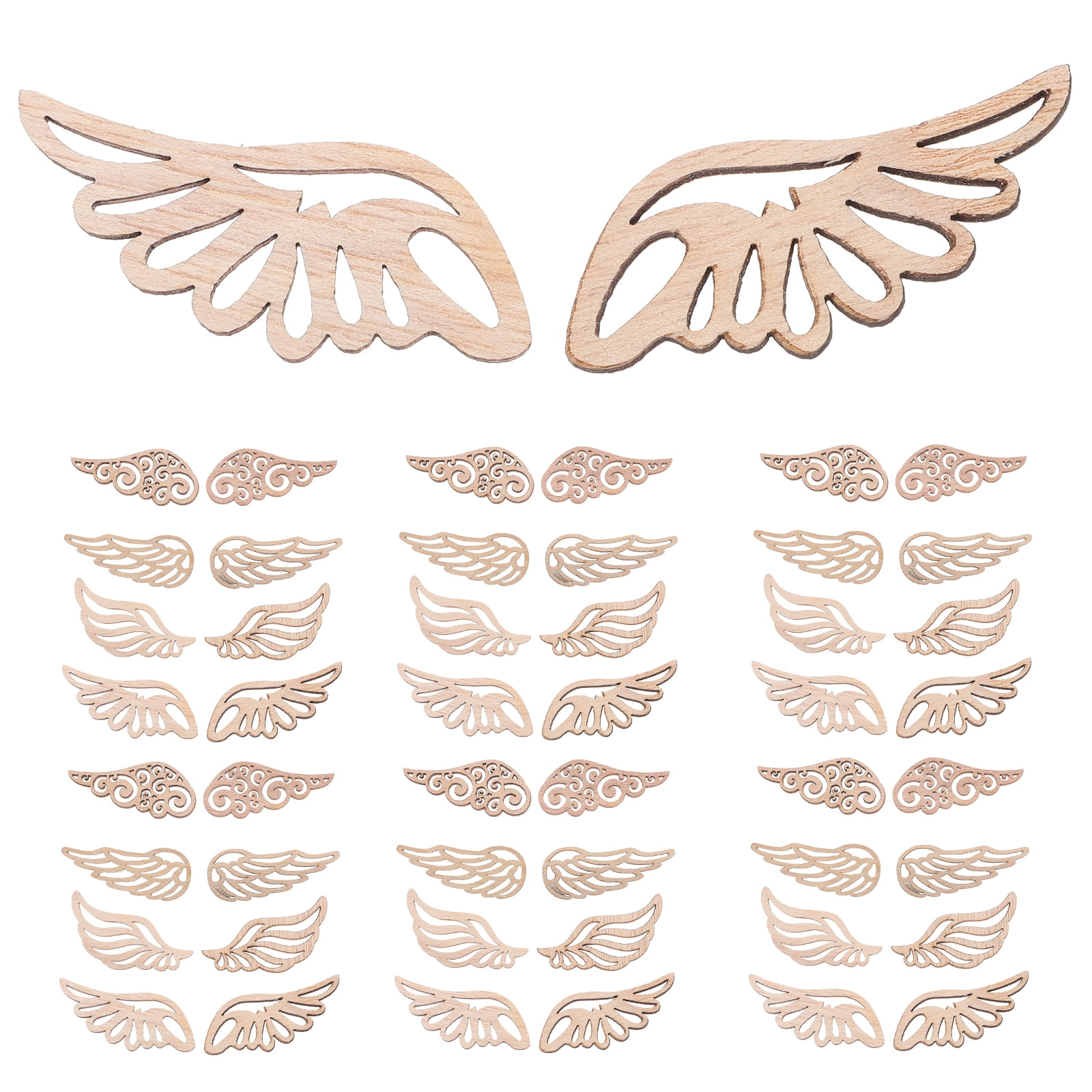 Voiceine 80PCS DIY Wooden Blank Hollow- out Wing Patchs Chips Drawing ...