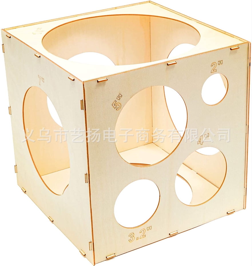 Voiceine Foldable Wooden Balloon Sizer Box Cube 9 Holes Balloon ...