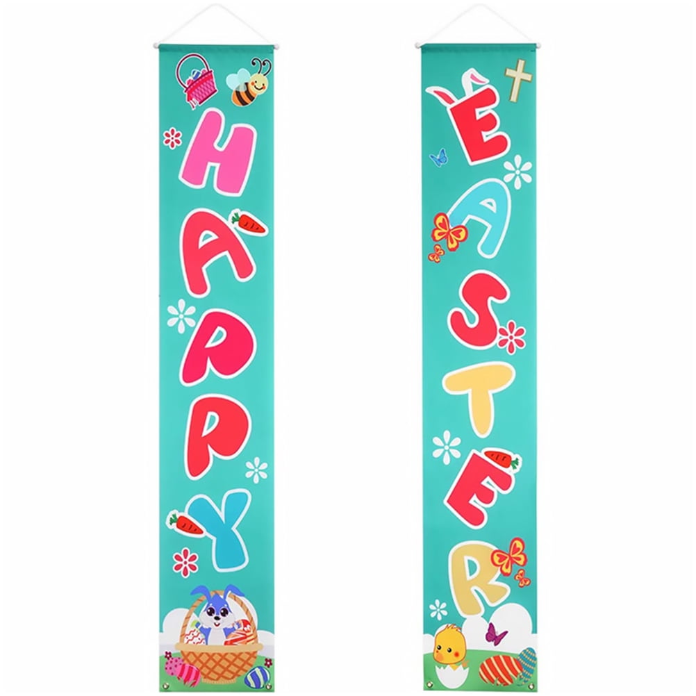 Voiceine Porch Sign Happy Hanging Banners Poster Door Hanger for Spring ...