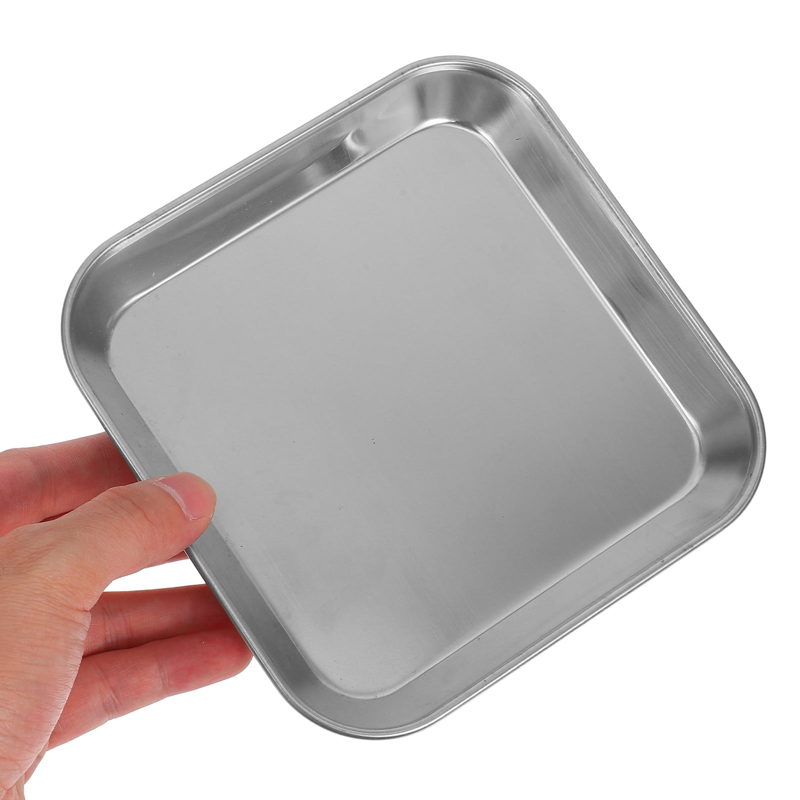 Voiceine Stainless Steel Dinner Plates Small Square Serving Tray ...