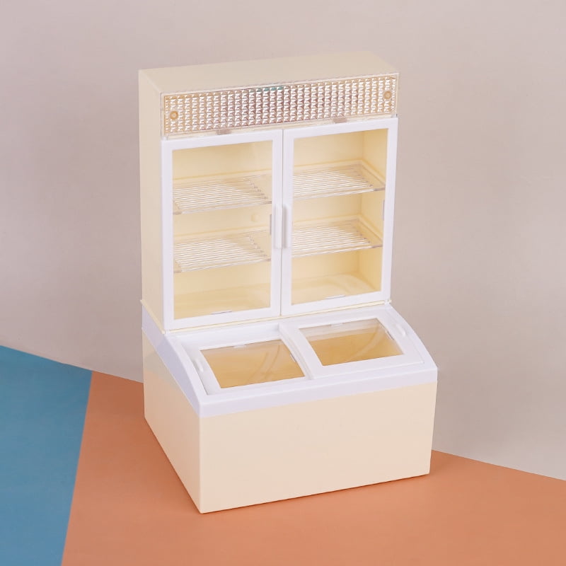 Voiceine Tiny Ice Cream Freezer Mini Dollhouse Fridge Miniature ...