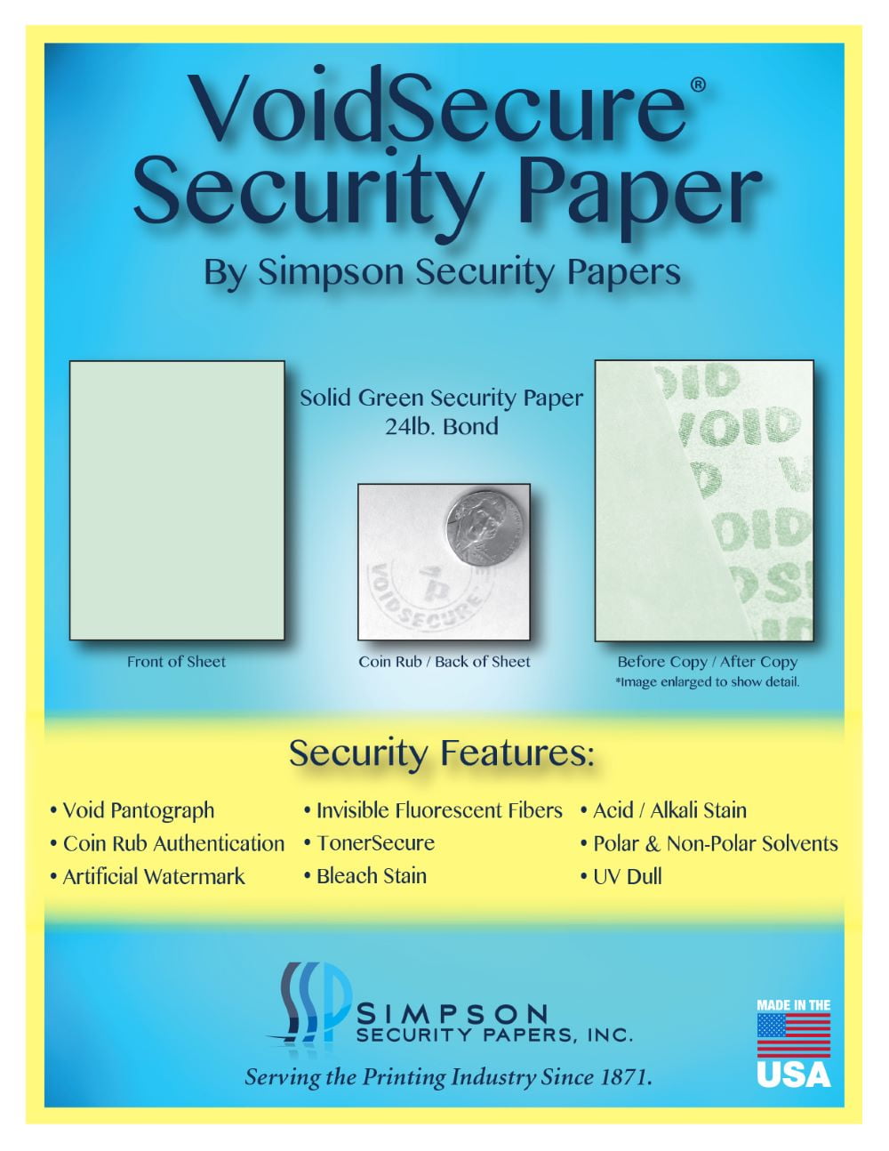 VoidSecure Solid Green Security Paper 8.5 x 11, 500 Sheets by Simpson ...