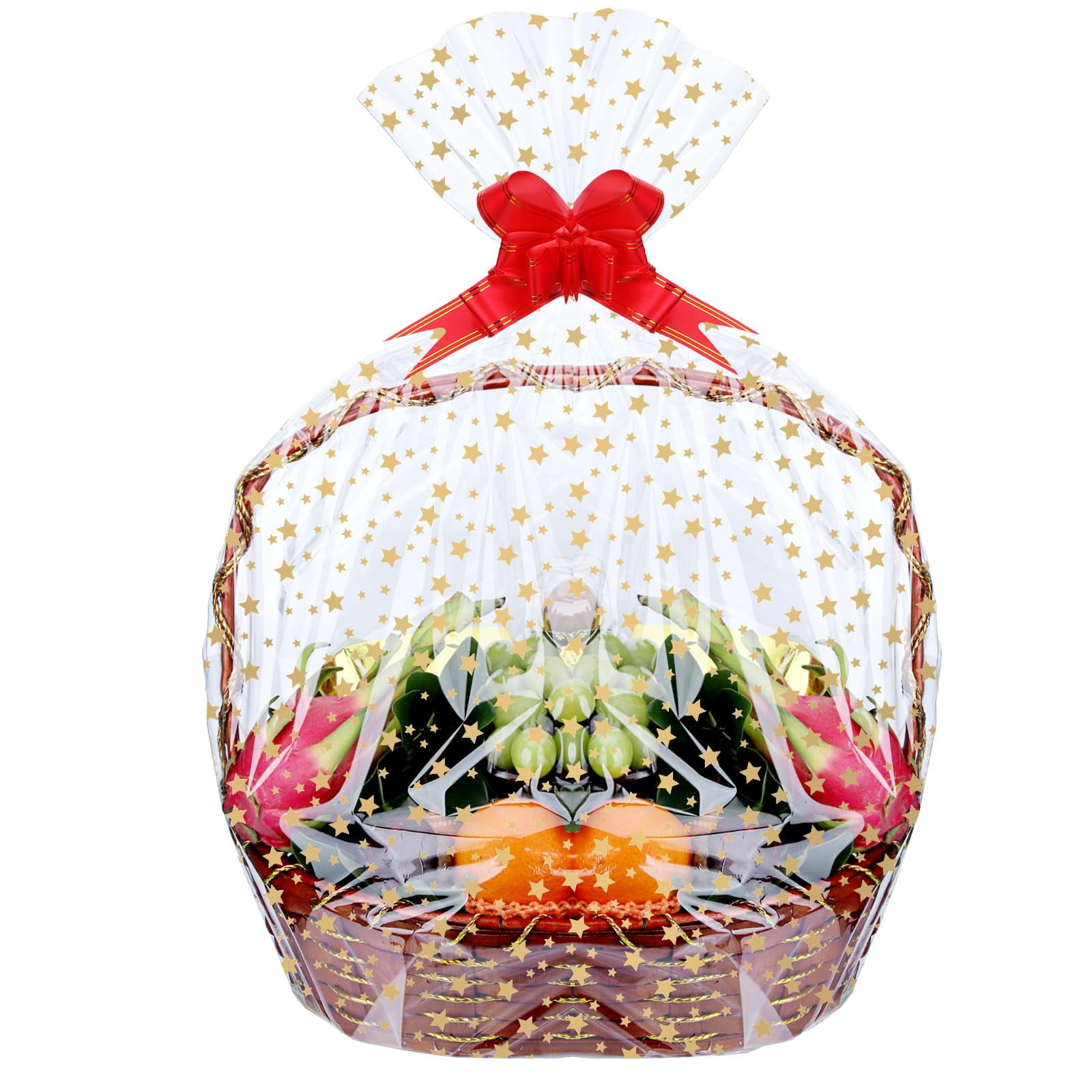 Voikinfo Large Gift Wrap Cello Bags 12Pcs 20X30 Gold Star Clear ...