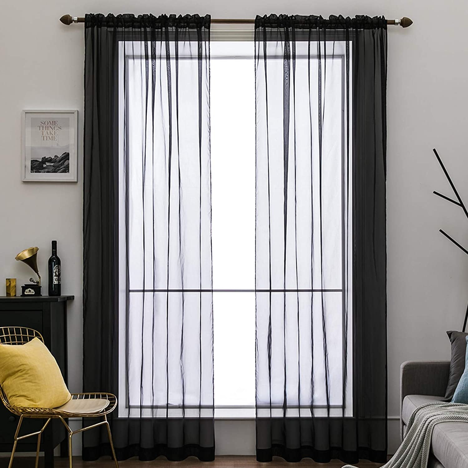Voile Curtain Transparent Curtain Made Of Voile Single-Color Pull ...