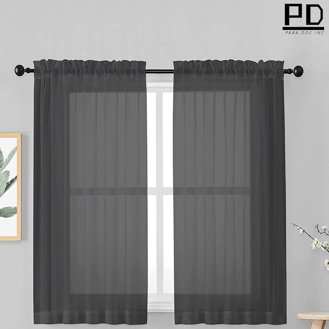 Voile Sheer Window Privacy Curtains - Walmart.com
