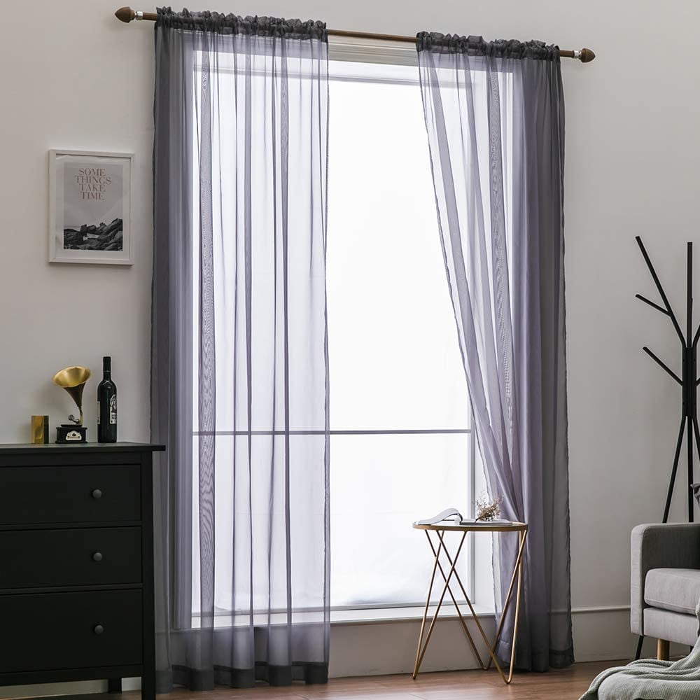 Voile Curtain Transparent Curtain Made Of Voile Single-Color Pull ...