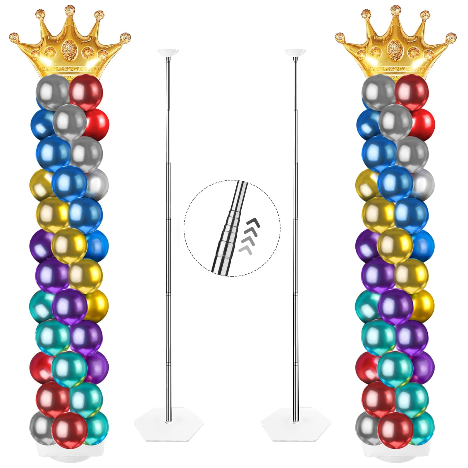Voircoloria Balloon Column Stand for Floor Set of 2, Adjustable Balloon ...