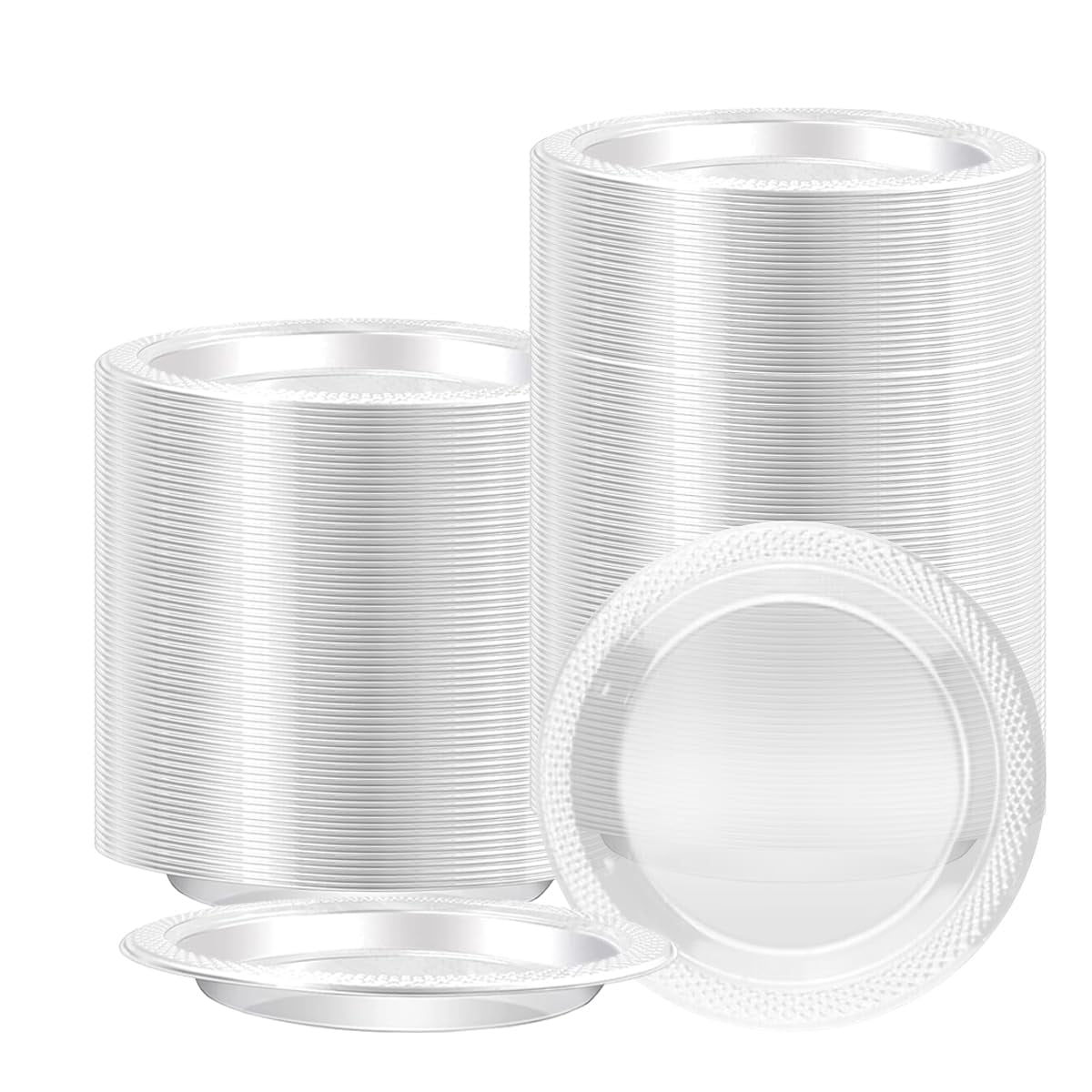 Voittozege 200Pcs Clear Plastic Disposable Plates, AFN16x6 Inch, Round ...