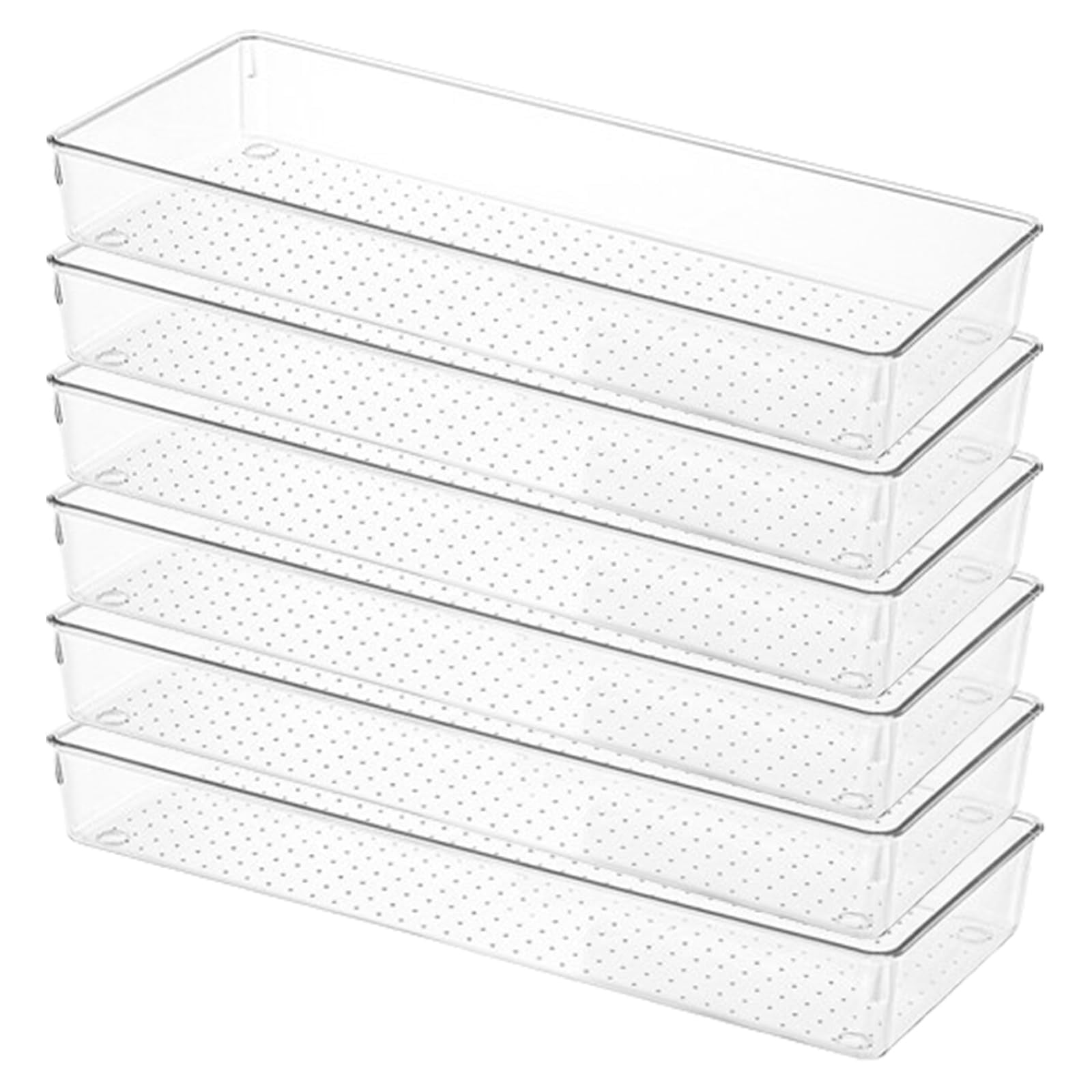 Voittozege 6 Pack Clear Drawer Organizer Trays Plastic Drawer ...
