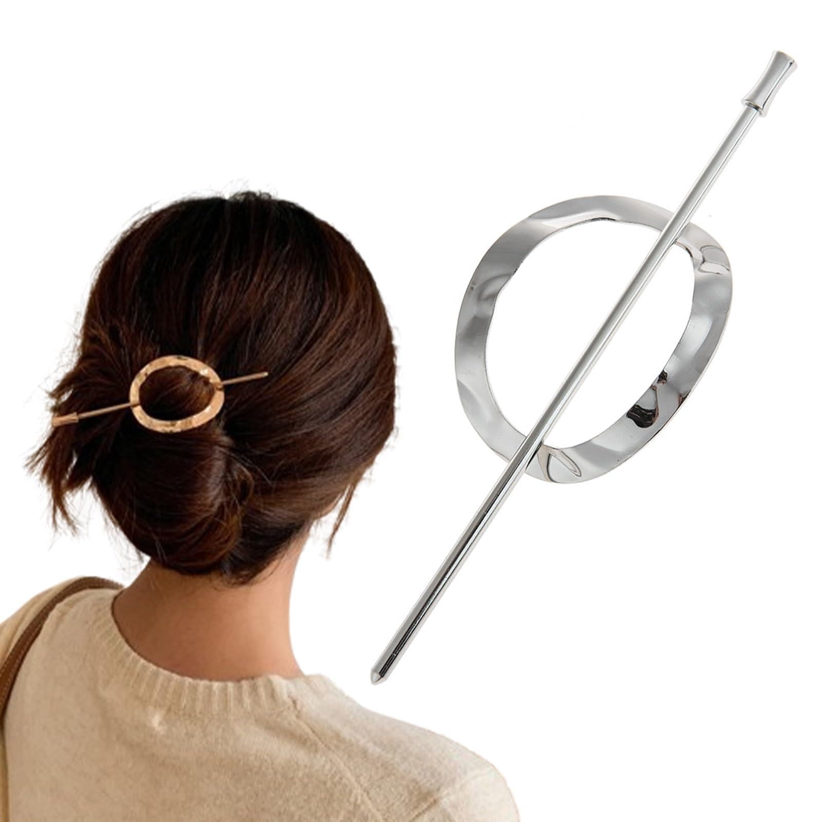 Vokbdy Under $5 Hoop and Pin Hair Clip Round Silver, Hoop and Pin ...