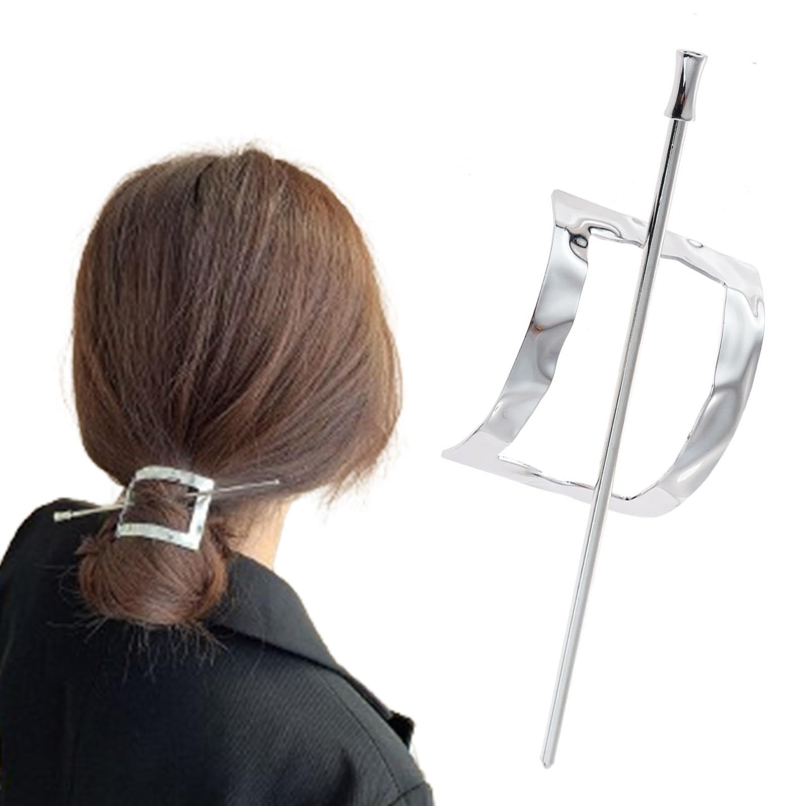 Vokbdy Under $5 Hoop and Pin Hair Clip Square Silver, Hoop and Pin ...