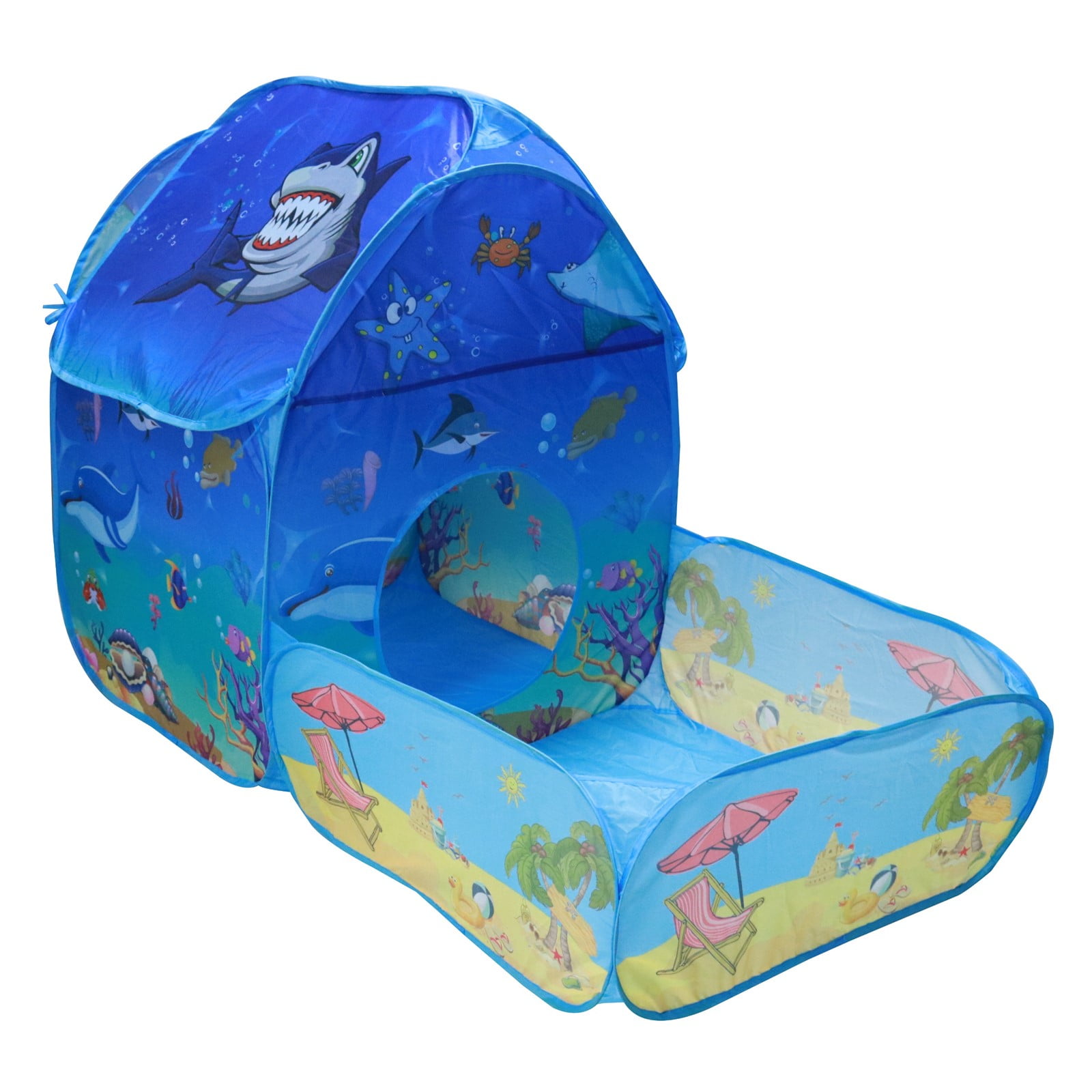 Vokodo Kids Pop Up Tent With Play Pen Area Beach Marine Animal Theme ...