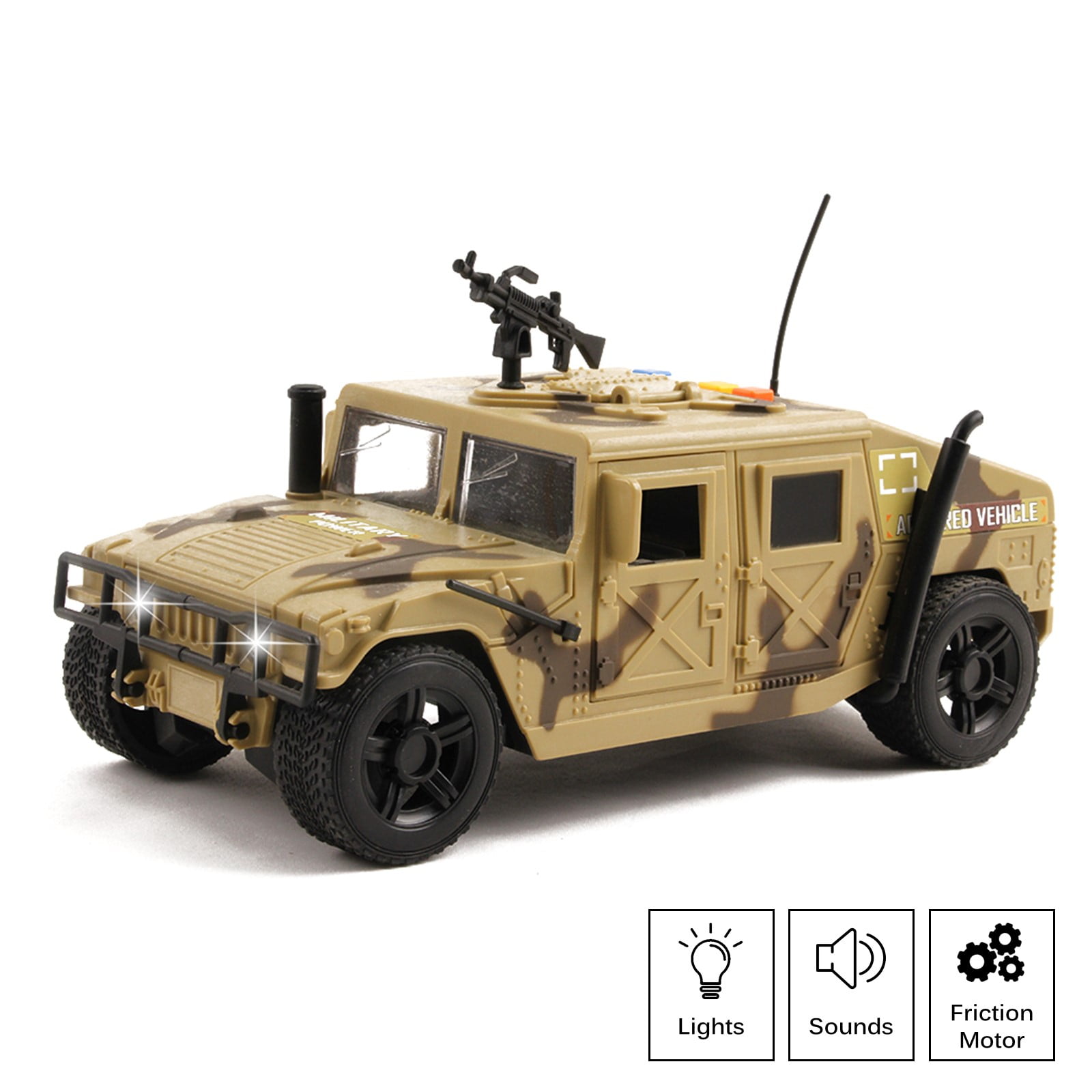 Vokodo Military Humvee Truck 1:16 Scale, Friction Powered with Lights ...
