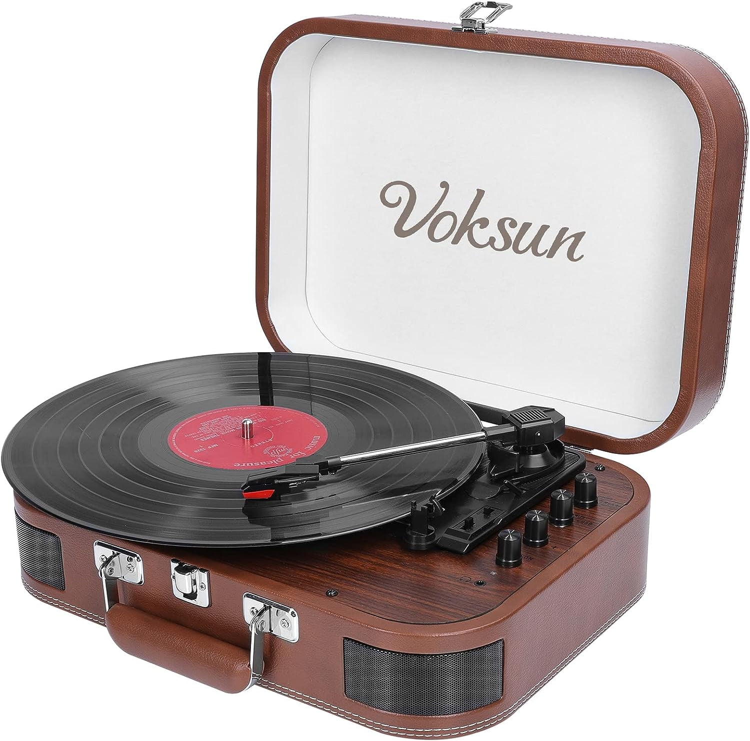 Voksun Record Player, Bluetooth Turntable with Built-in Speakers, 3 ...