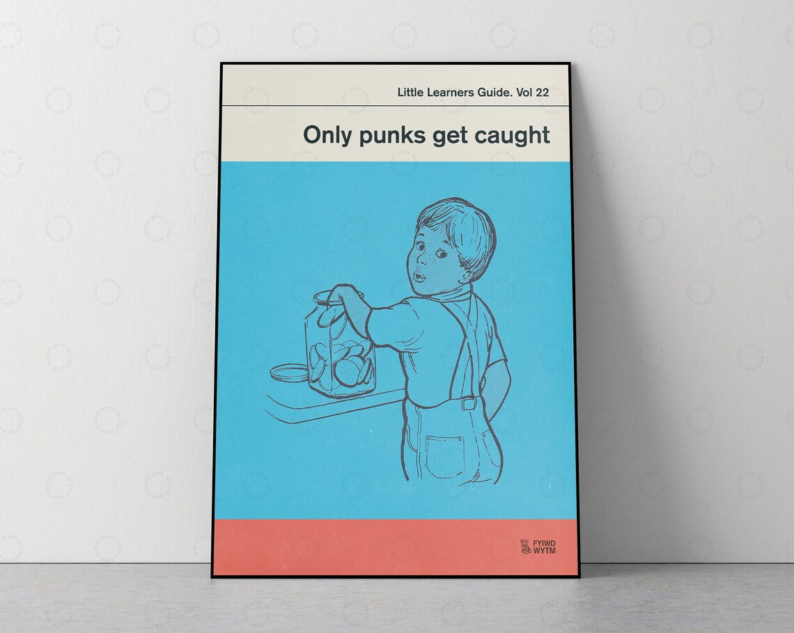 Vol 22. Only Punks Get Caught - Poster, Retro Book Cover, Vintage Print ...
