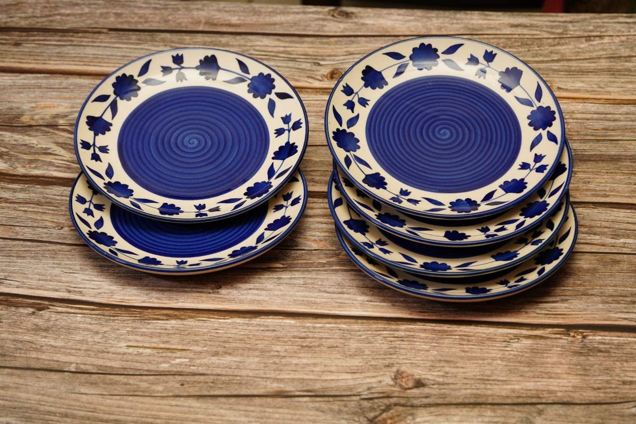 VolCraft Hand Painted Ceramic Plates for Kitchen Serving Plates Quarter ...
