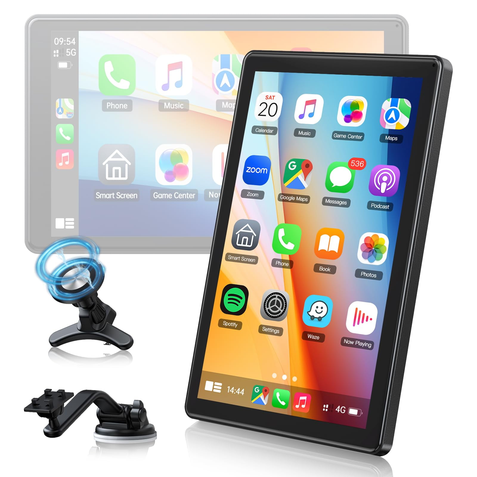 Volam 7'' HD Wireless Carplay Screen for Car Magnetic Mount, Landscape ...