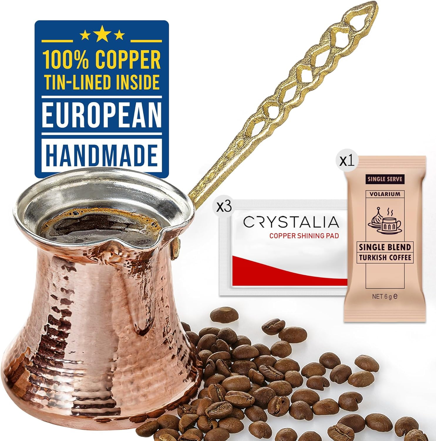 Volarium Turkish Coffee Pot, Greek Arabic Coffee Maker, Hammered Copper ...