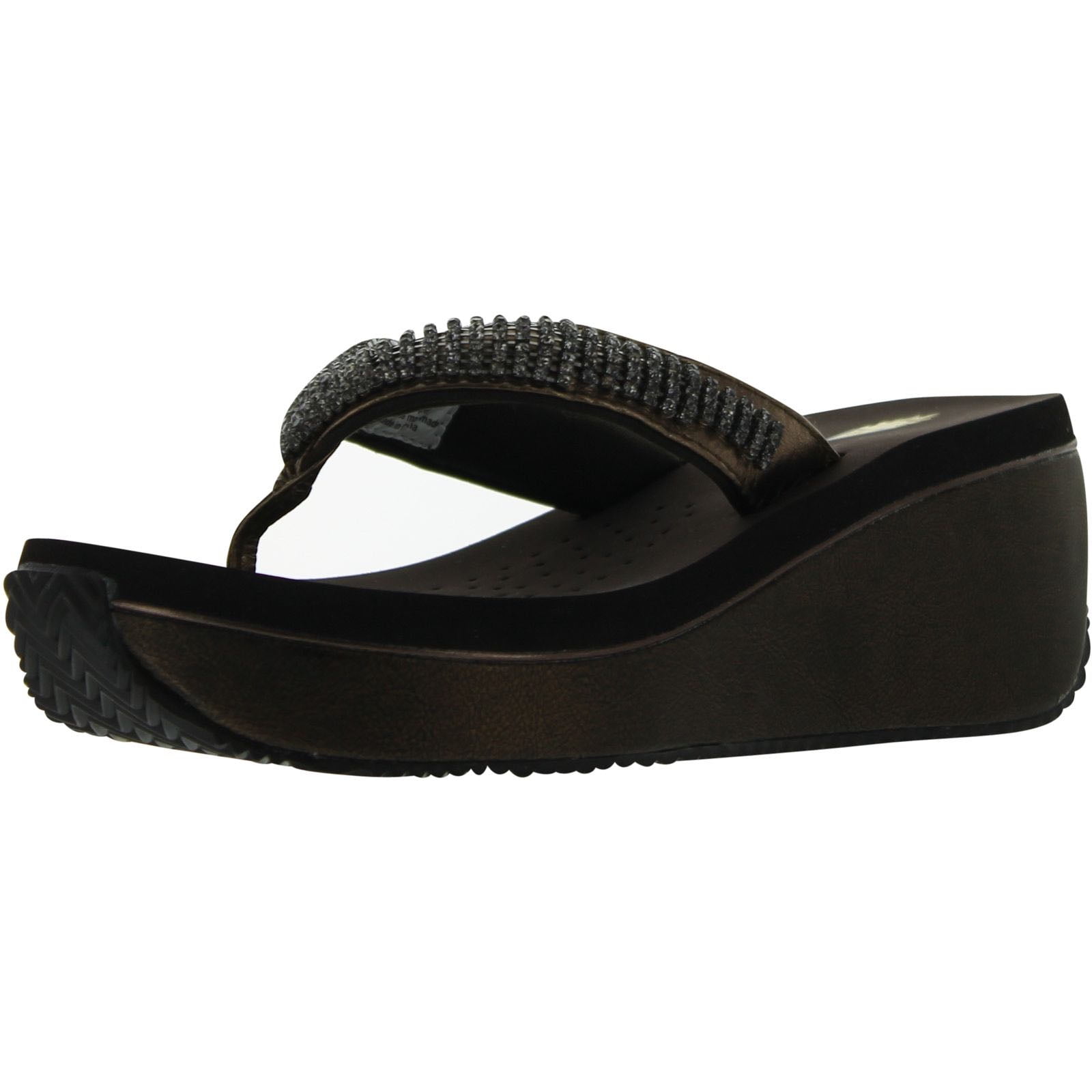 Volatile Women's Fairydust Wedge Sandals, Rhinestone Flip Flop ...