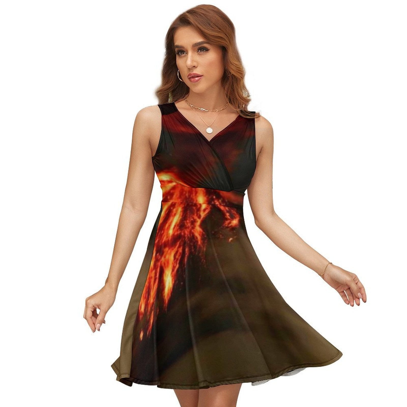 Volcanic Eruption Glowing Dress Fashion Beach Long Dresses Female Party ...