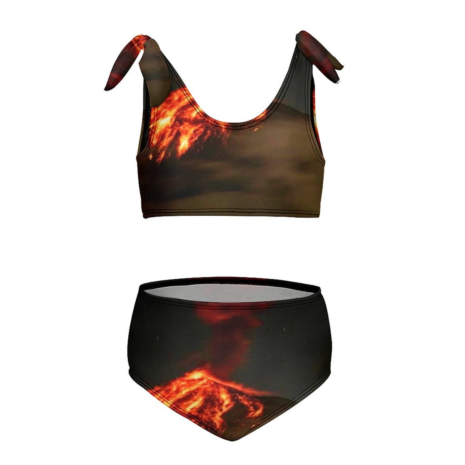 Volcanic Eruption Glowing Girl's 2 Piece Bikini Set Beach Sport ...