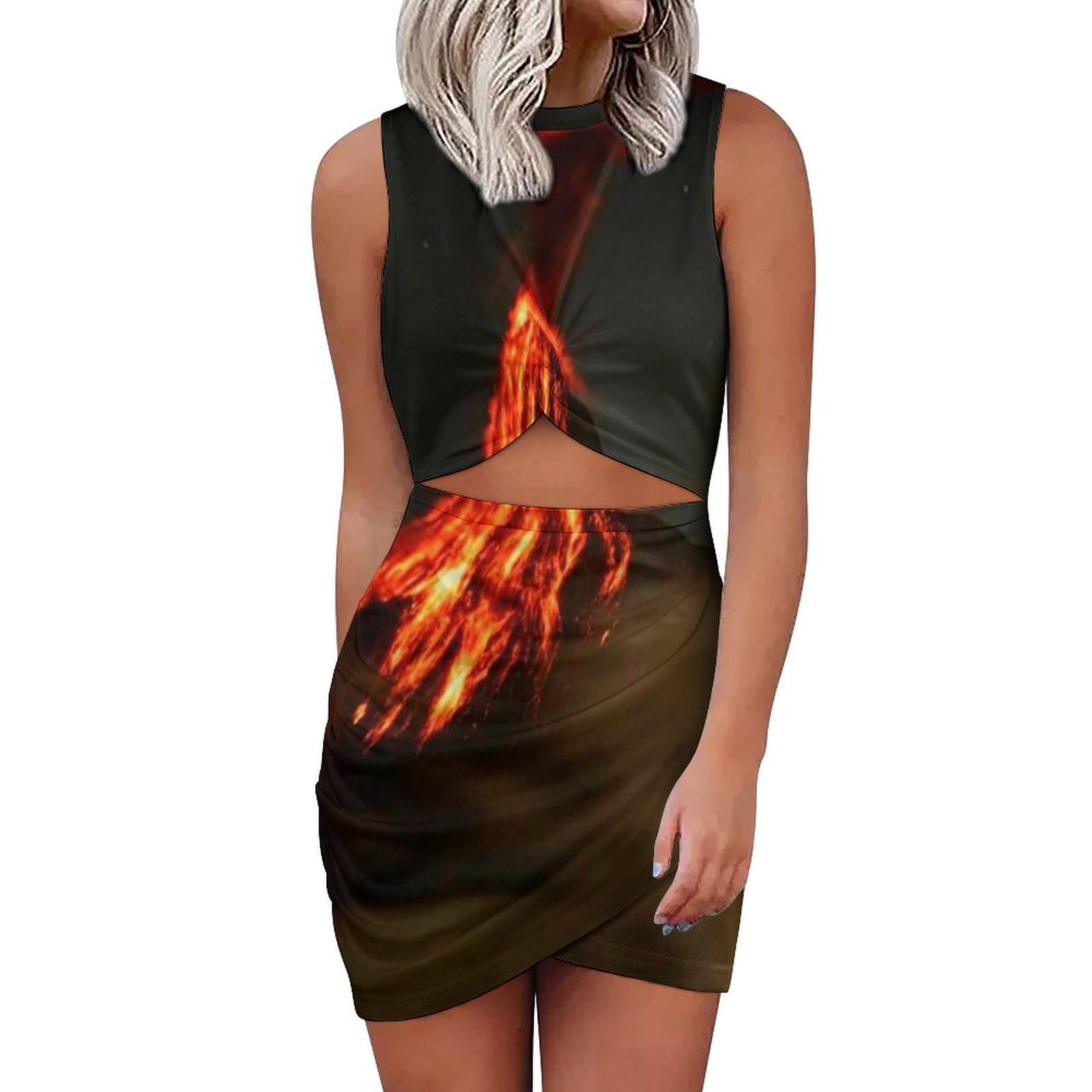 Volcanic Eruption Glowing Women's Crossover Slim Hip Dress Summer ...