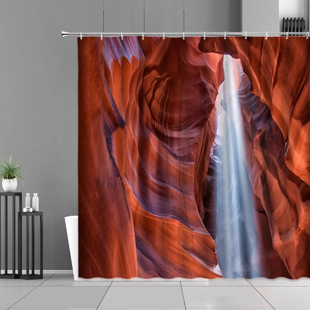 Volcanic Eruption Landscape Shower Curtains Waterfall Rock Stone Canyon ...