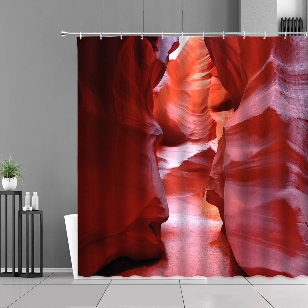 Volcanic Eruption Landscape Shower Curtains Waterfall Rock Stone Canyon ...
