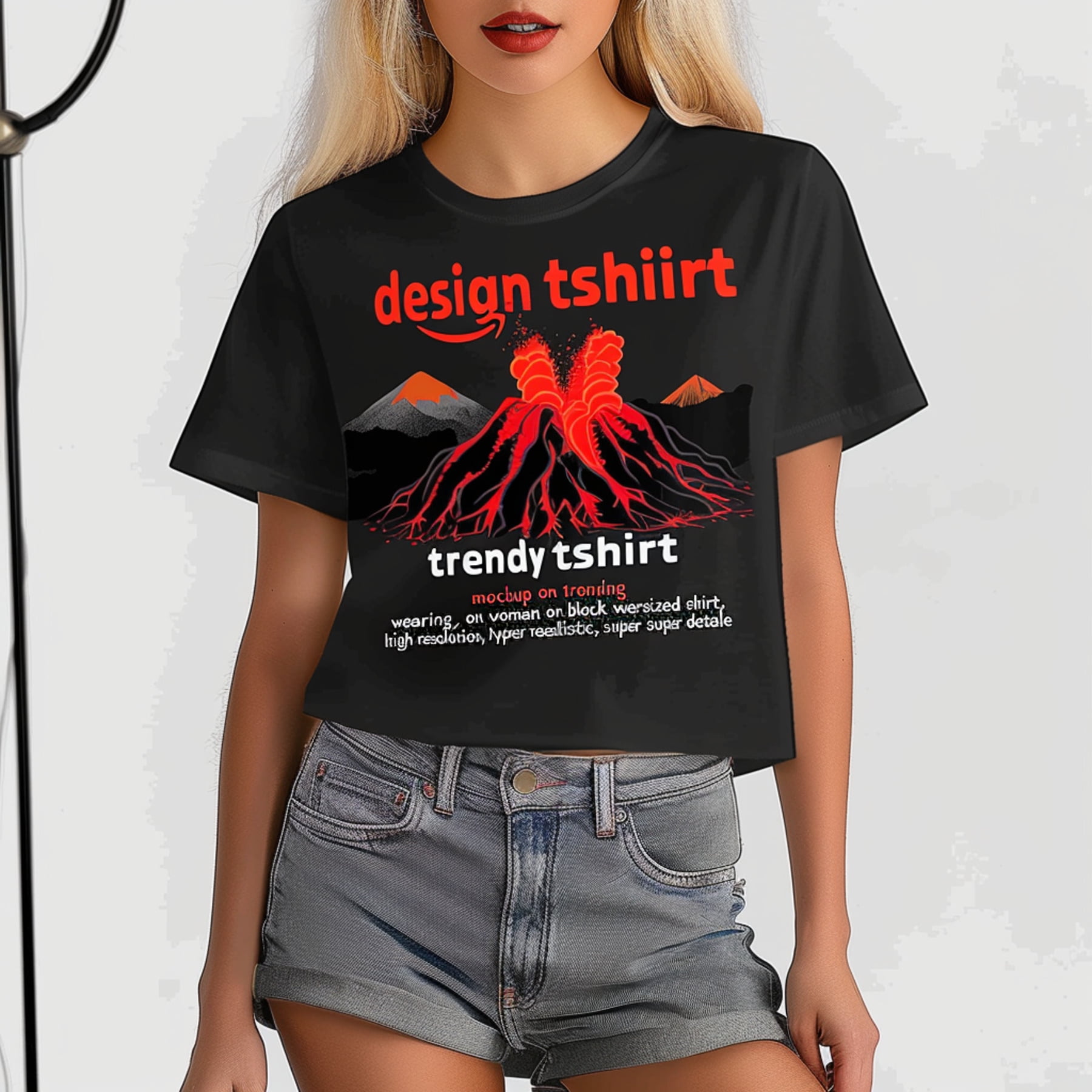 Volcanic Eruption Oversized Black TShirt with Tons of Volcanoes Design ...