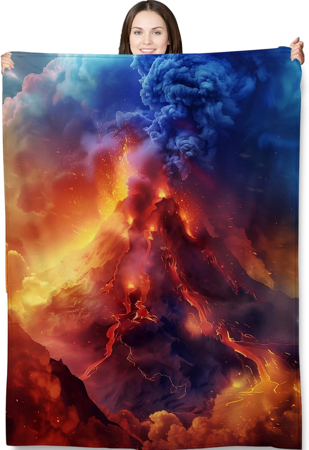 Volcanic Eruption Throw Blanket 50"x60", Fiery Nature Blankets for ...