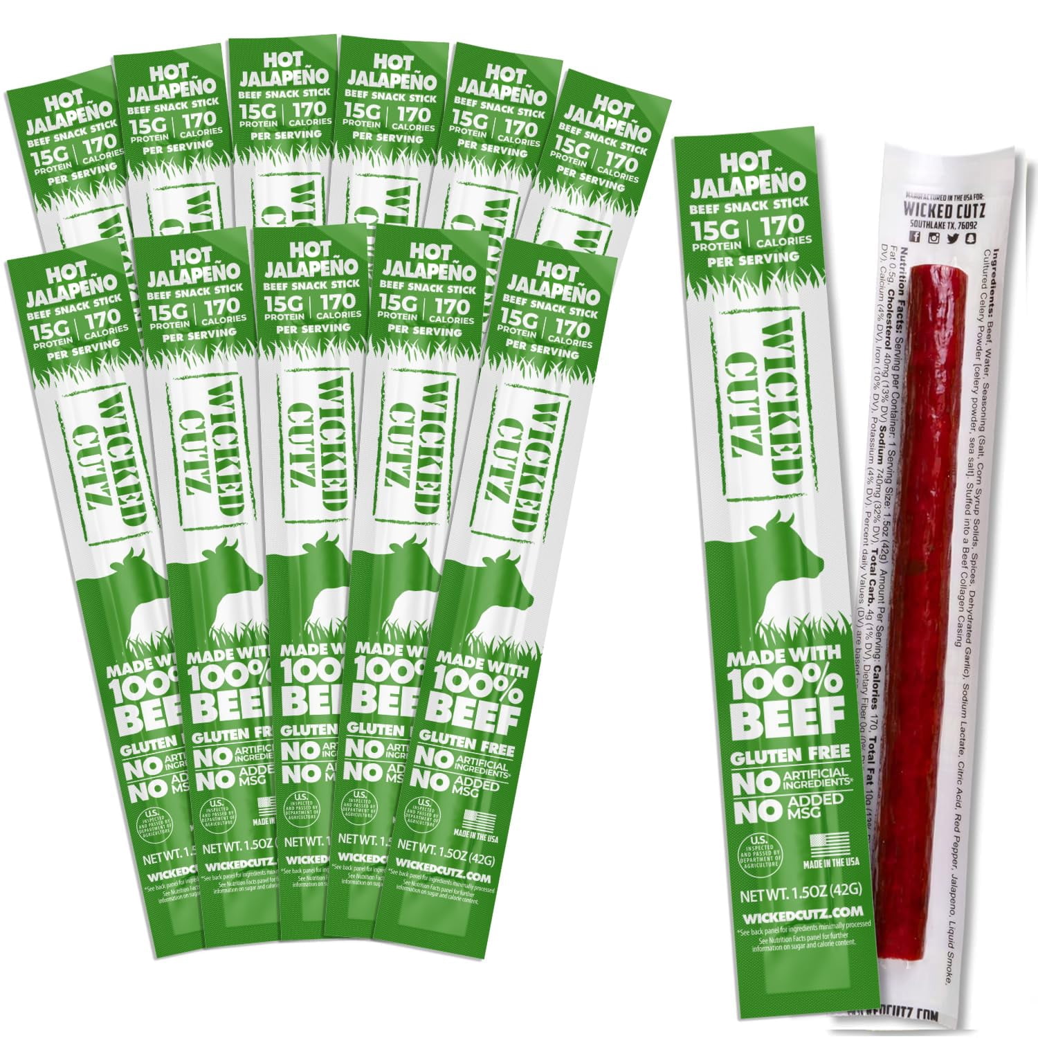 Volcanic Jalapeno Spicy Beef Sticks | Tender, Flavorful, Extra Large ...