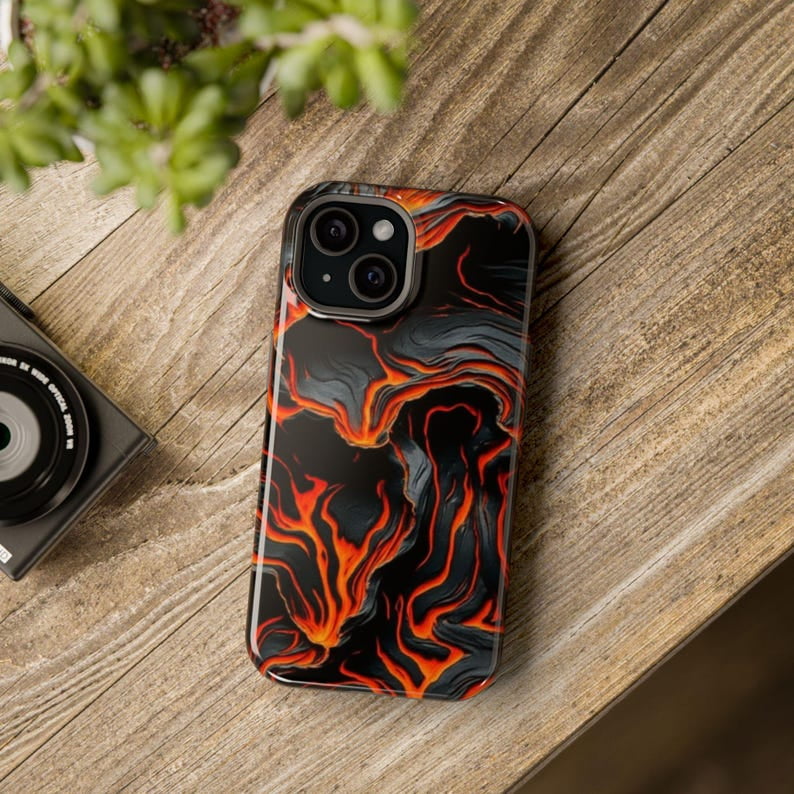 Volcanic Magma MagSafe Phone Case, Fiery Lava Abstract Art with iPhone ...