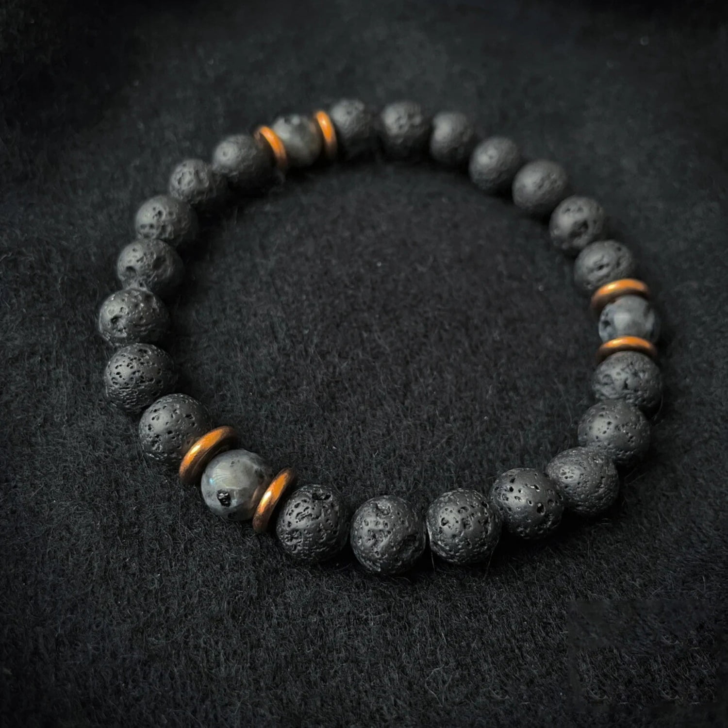 Volcanic Rock Beaded Bracelet Tigers Eye Natural Stone Trendy Unisex ...