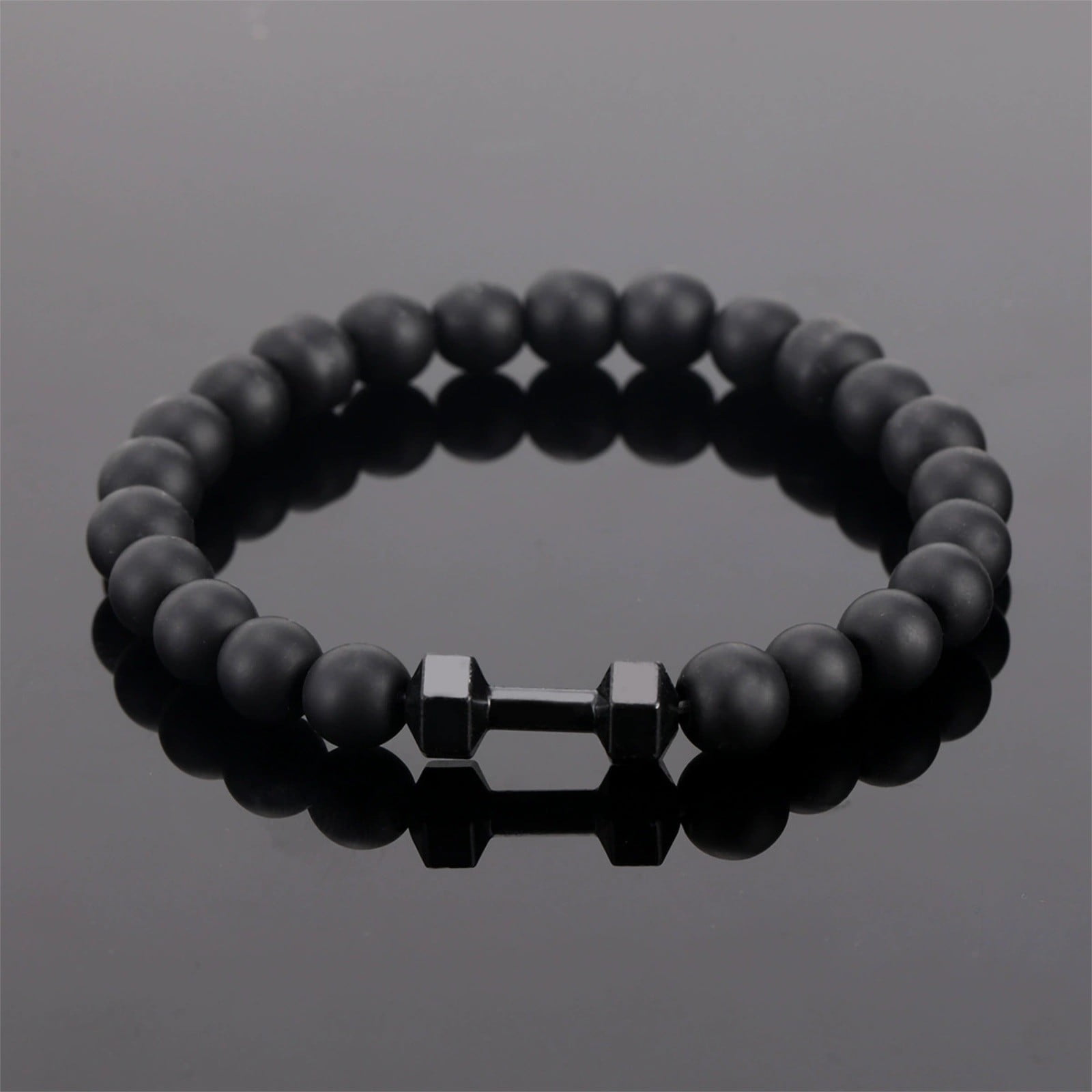 Volcanic Rock Dumbbell Bracelet Set - Gym Anxiety Bead Bracelet for Men ...